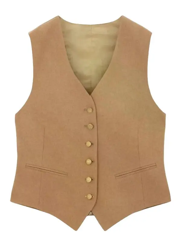 FORTELA Button Vest - Brown