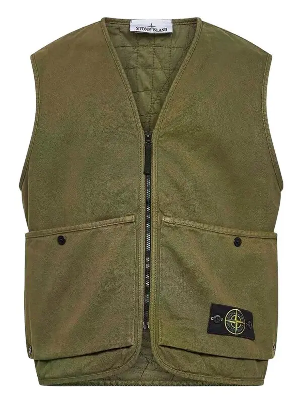 Stone Island V-neck Gilet - Green
