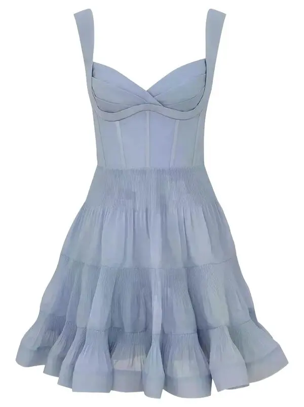 Zimmermann Pleated Draped Mini Dress - Blue
