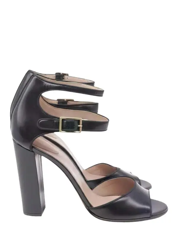 Chloé Natalia Double Strap Leather Sandals - Black