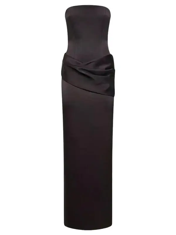 Alex Perry Corset Draped Maxi Dress - Black