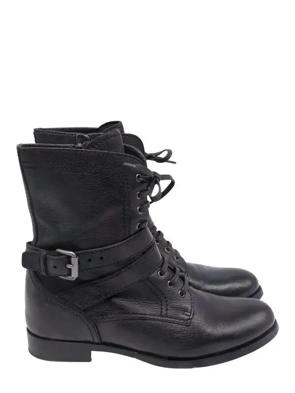 Prada Buckle-detail Combat Boots - Black