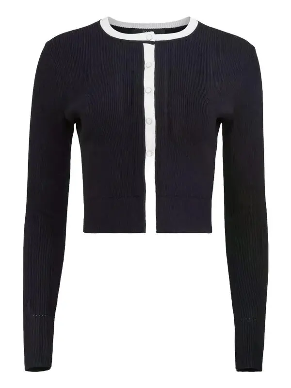 TOCCIN Zoe Classic Ribbed Cropped Cardigan - Blue