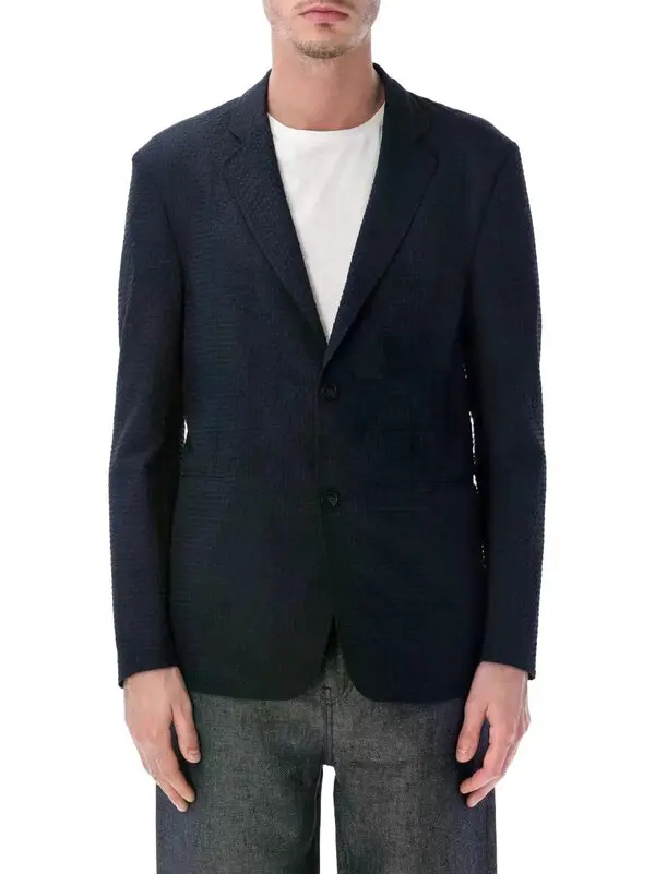 Emporio Armani Seersucker Blazer - Blue