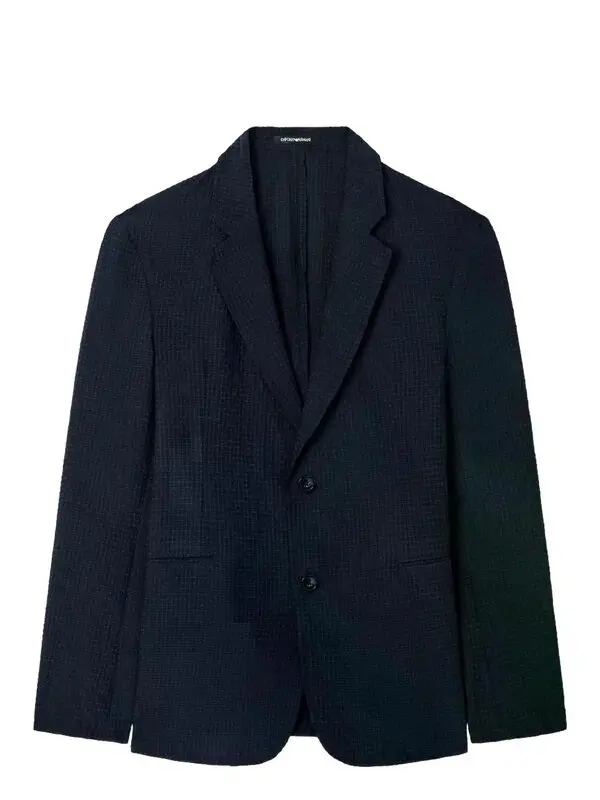 Emporio Armani Icon Printed Technical-seersucker Single-breasted Jacket - Blue