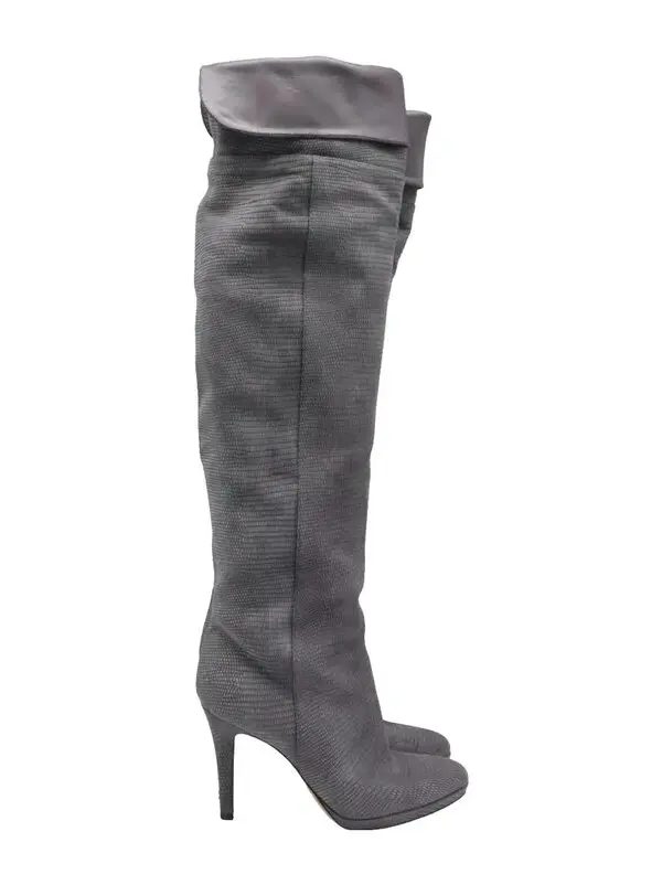 JIMMY CHOO Lizard-embossed Knee-high Boots - Grey