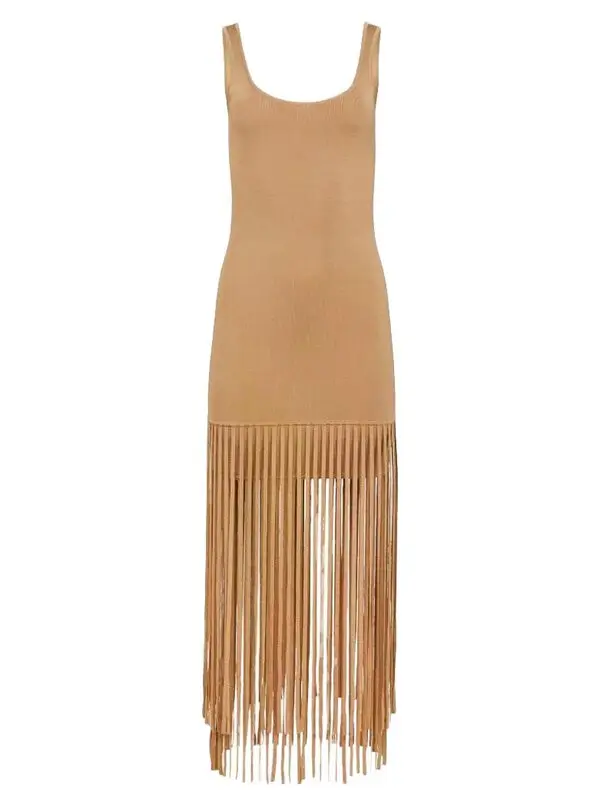 TOCCIN Roxanne Fringed Midi Dress - Neutrals