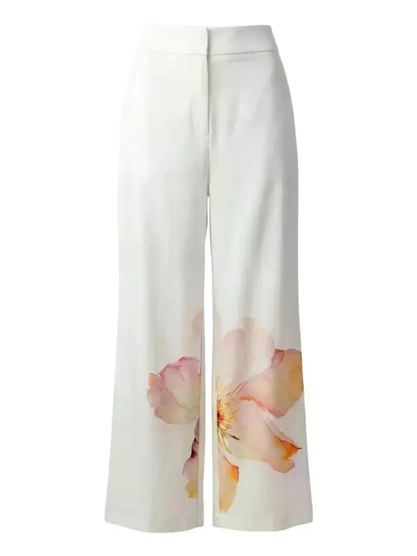 TOCCIN Gaia Floral Flared Trousers - White