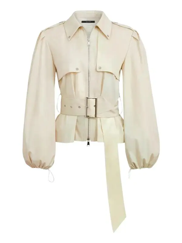 TOCCIN Belted Zip-front Jacket - Neutrals