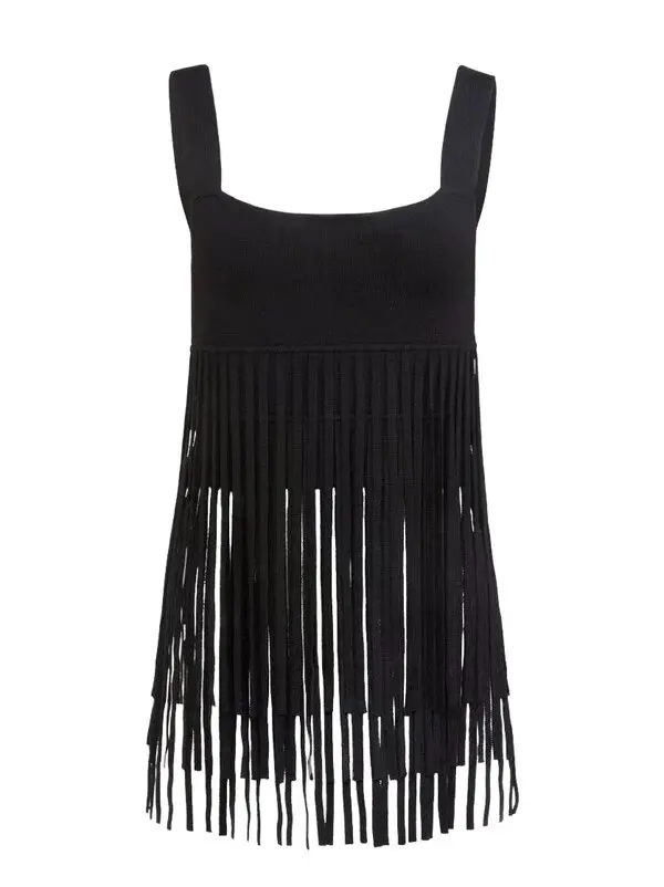 TOCCIN Amaris Fringed Tank Top - Black