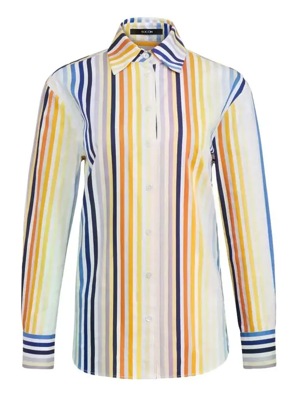 TOCCIN Brennan Striped Boyfriend Shirt - White