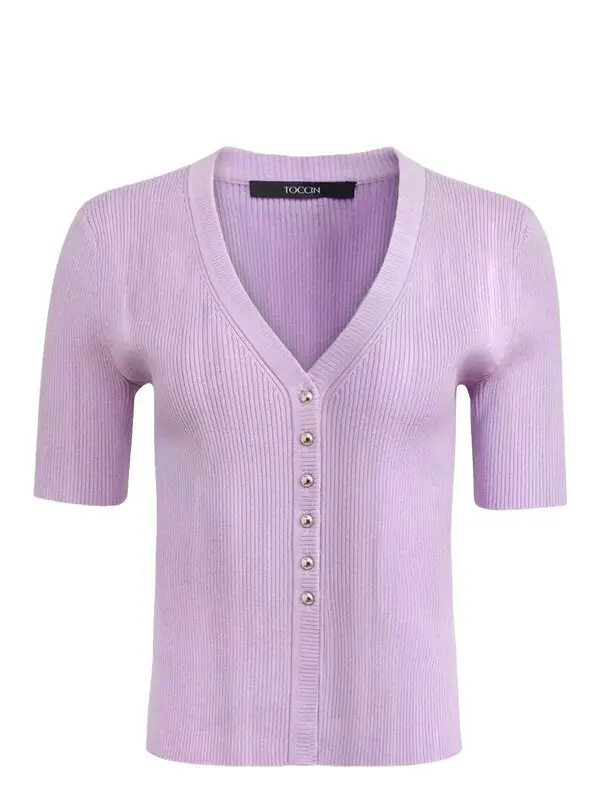 TOCCIN Buttoned-front Top - Purple