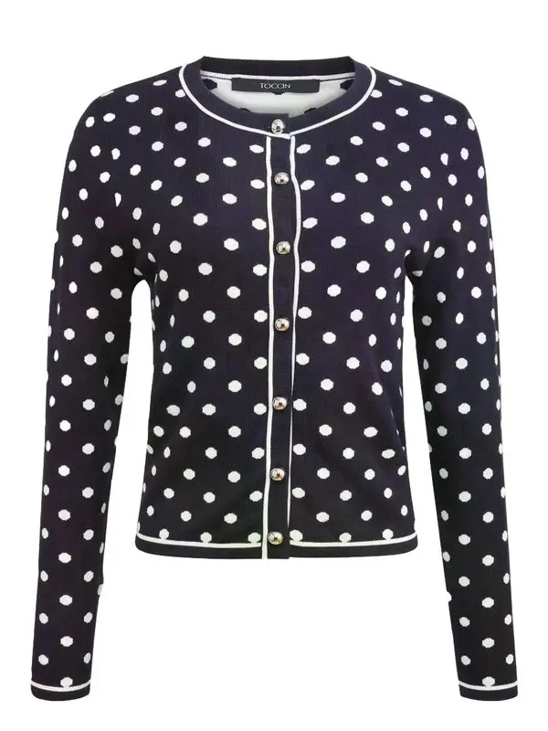 TOCCIN Xandra Polka-dot Cardigan - Blue