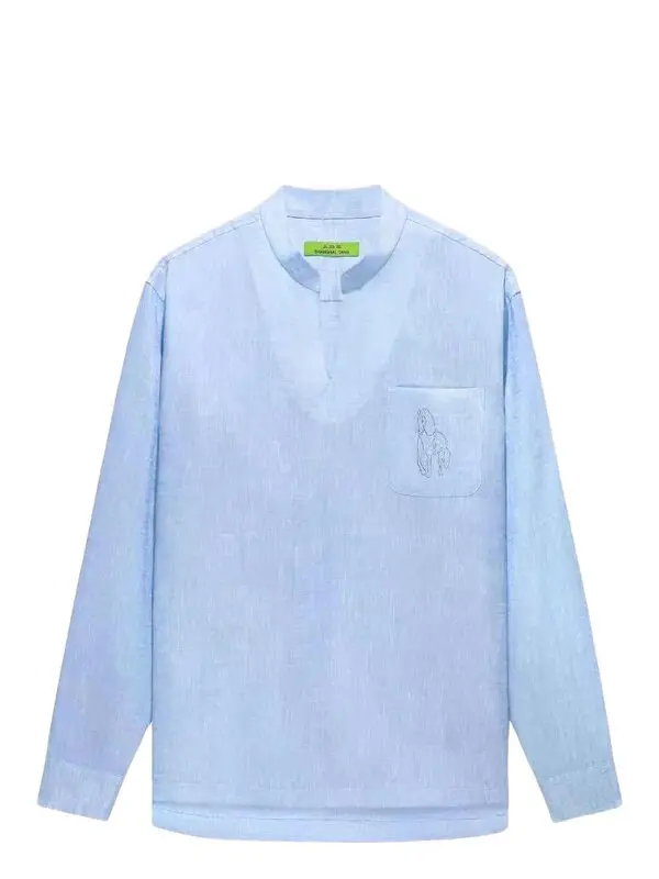 Shanghai Tang V-neck Shirt - Blue