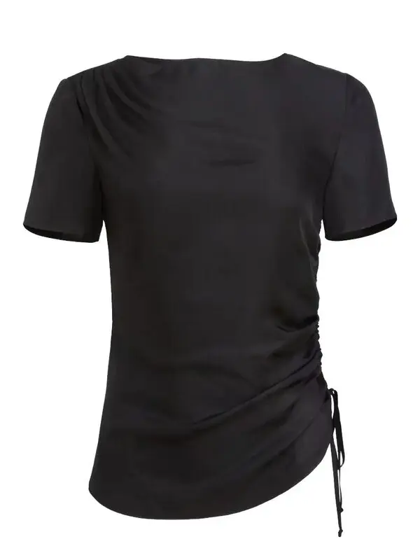 TOCCIN Uma Drawstring-detail Silk Top - Black