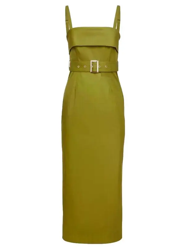 TOCCIN Theodora Belted Midi Dress - Green