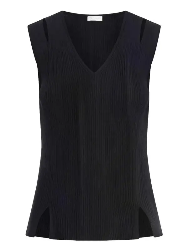 ROBERTO COLLINA Smanicato Cut-out Ribbed Top - Black
