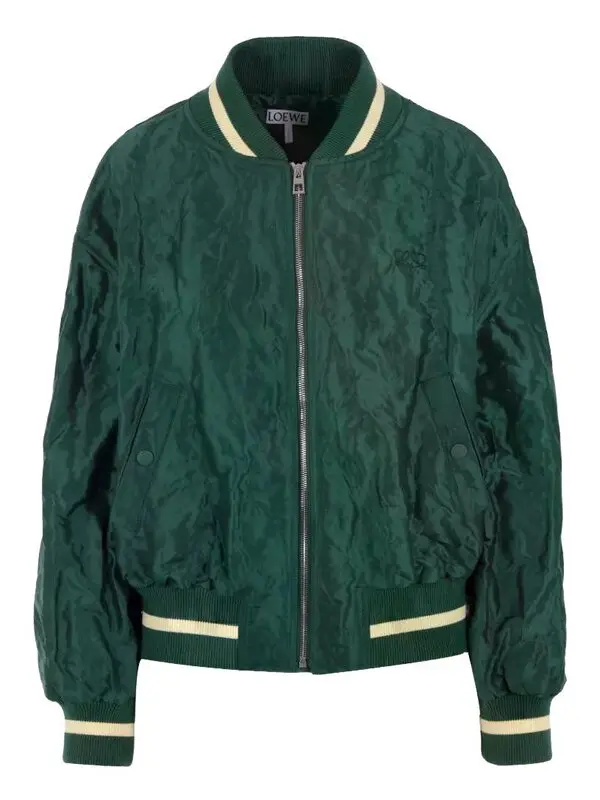 Loewe Zip Ribbed Bomber Jacket - Green