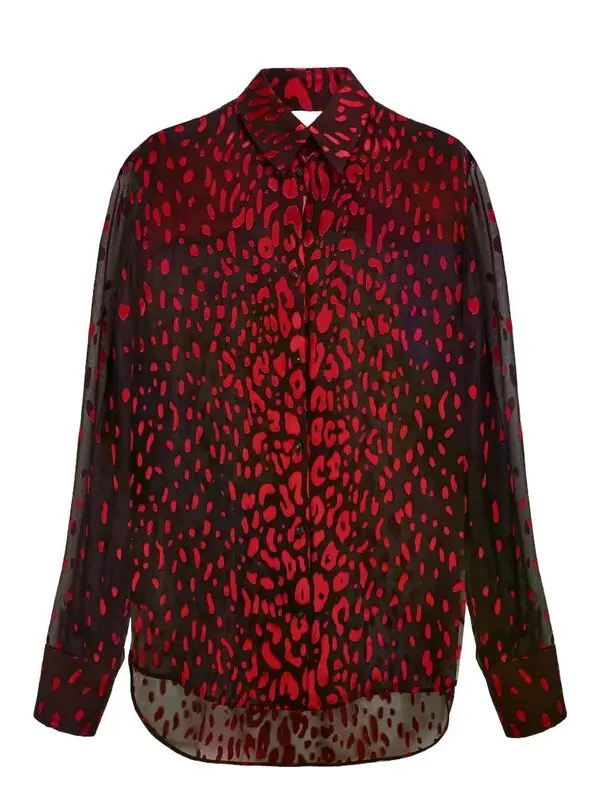 FERRAGAMO Devoré Georgette Shirt - Red