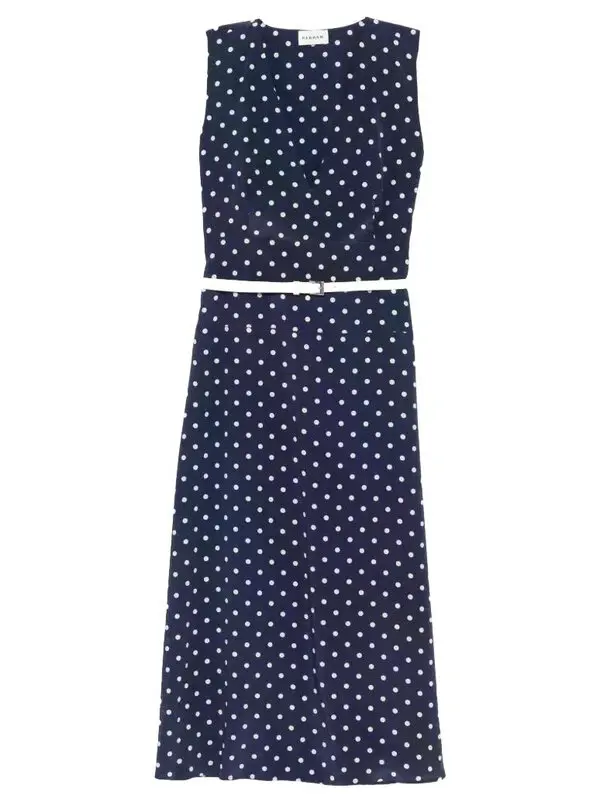 P.a.r.o.s.h Polka-dot Belted Midi Dress - Blue