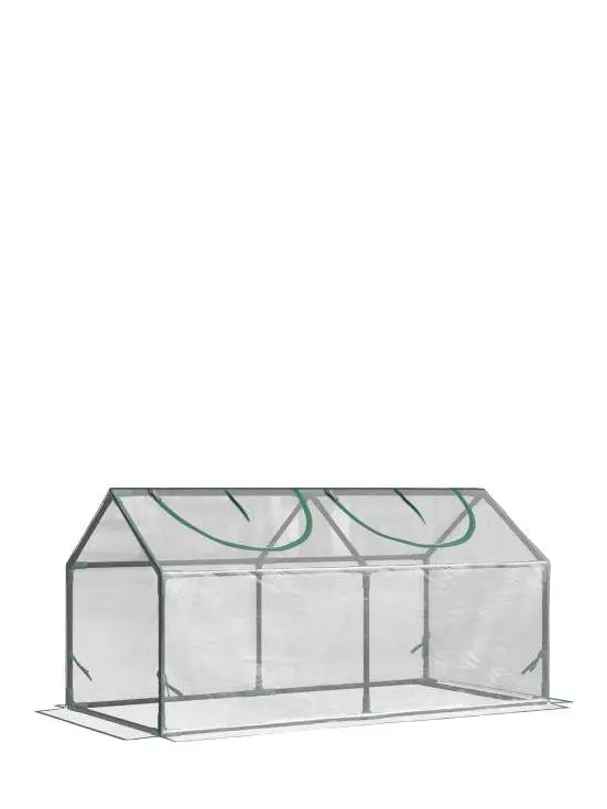 OUTSUNNY Portable Mini Greenhouse With Roll-up Windows - Clear
