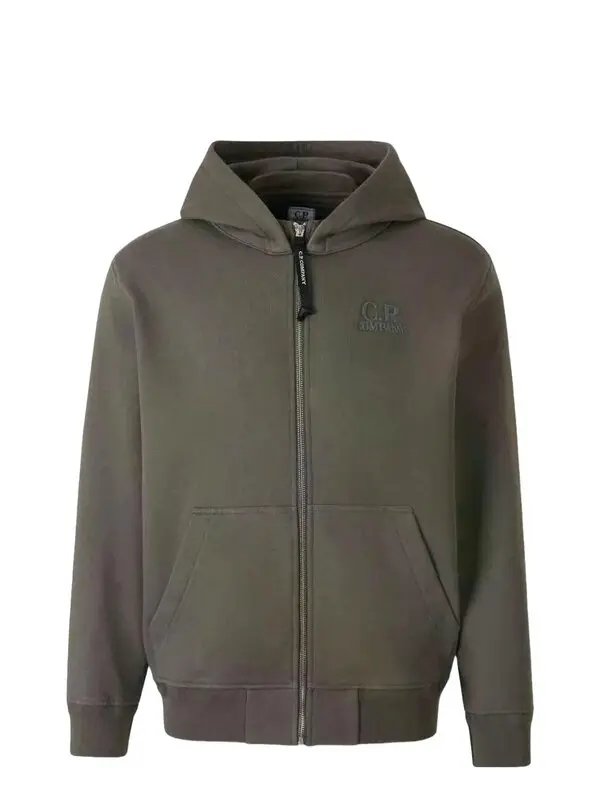 C.P. COMPANY Zip-up Hoodie With Logo Detail - Grey