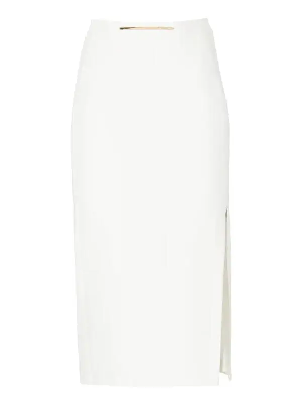 Elisabetta Franchi Midi Pencil Skirt With Side-slit - White