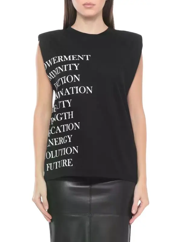 Elisabetta Franchi Text Print Tank Top - Black