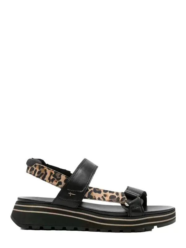 TAMARIS Leopard Print Strap Sandals - Black