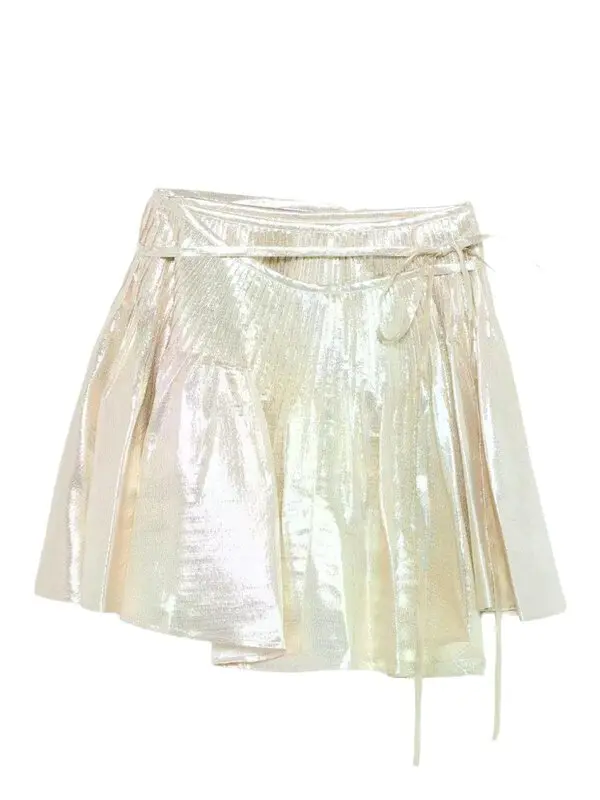 SELF-PORTRAIT Tie-waist Mini Skirt - Gold