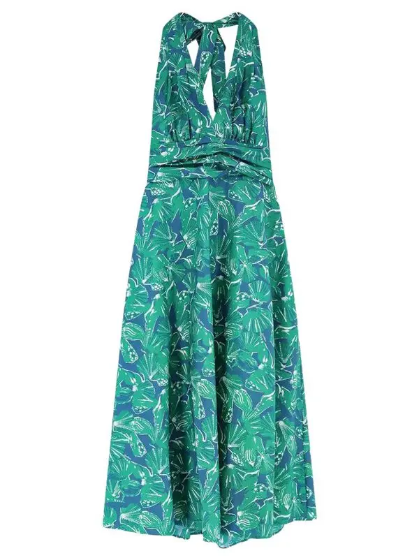 Max Mara Halterneck Printed Dress - Green