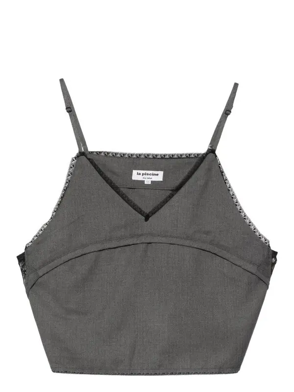 LA PISCINE Lace-trimmed Cami Top - Grey