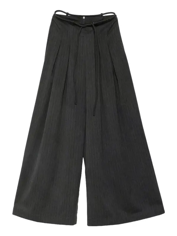 LA PISCINE Pinstripe Wide Leg Trousers - Grey