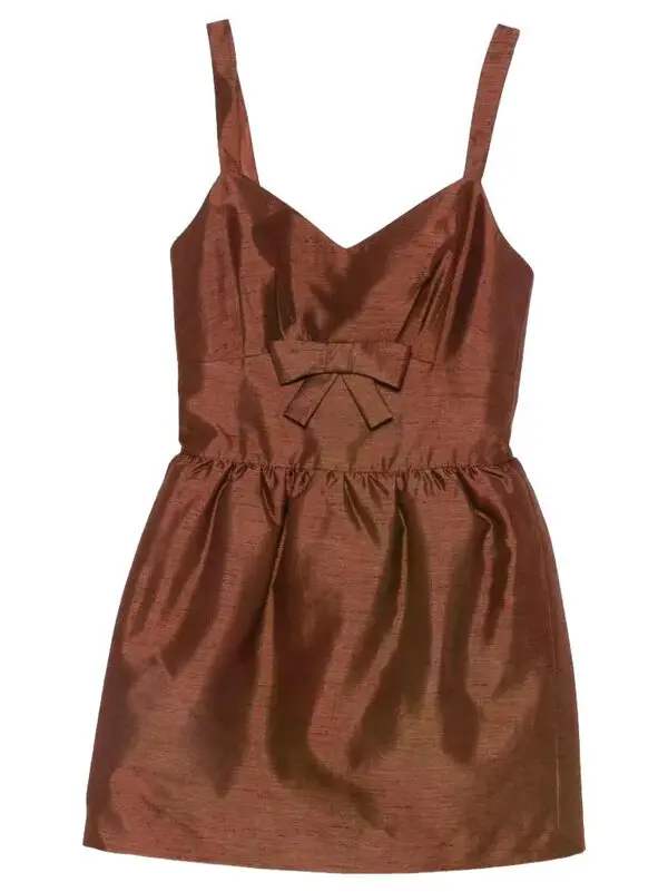 SHUSHU/TONG Bow Detail Mini Dress - Brown