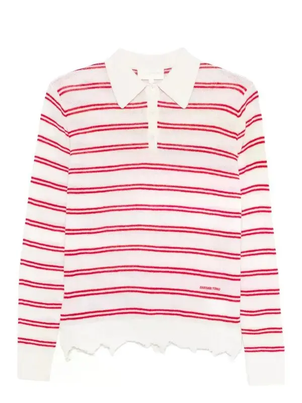 SHUSHU/TONG Striped Polo Top - White
