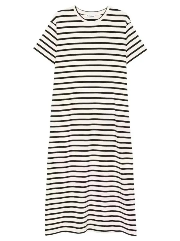 JIL SANDER Striped Short Sleeve Dress - Neutrals