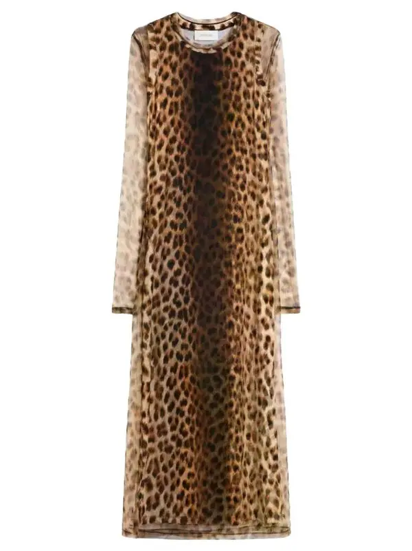 Sportmax Leopard Print Long Sleeve Dress - Neutrals