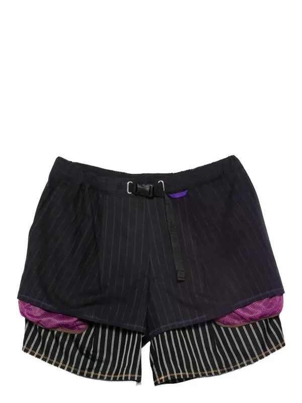 Kolor Striped Double-layer Shorts - Blue