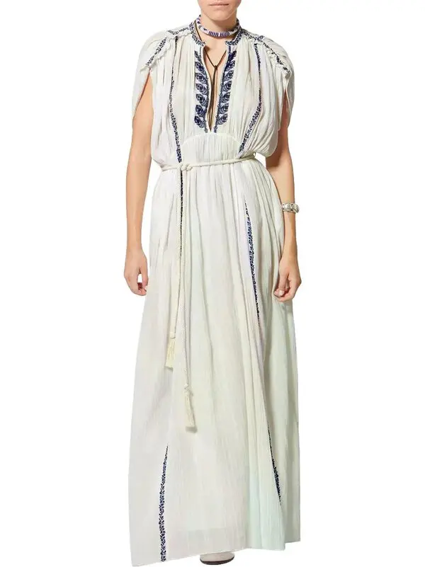 MARANT ETOILE Liviane Embroidery Maxi Dress - White