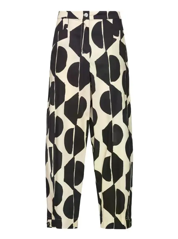 ELENA MIRO` Printed Trousers - Neutrals