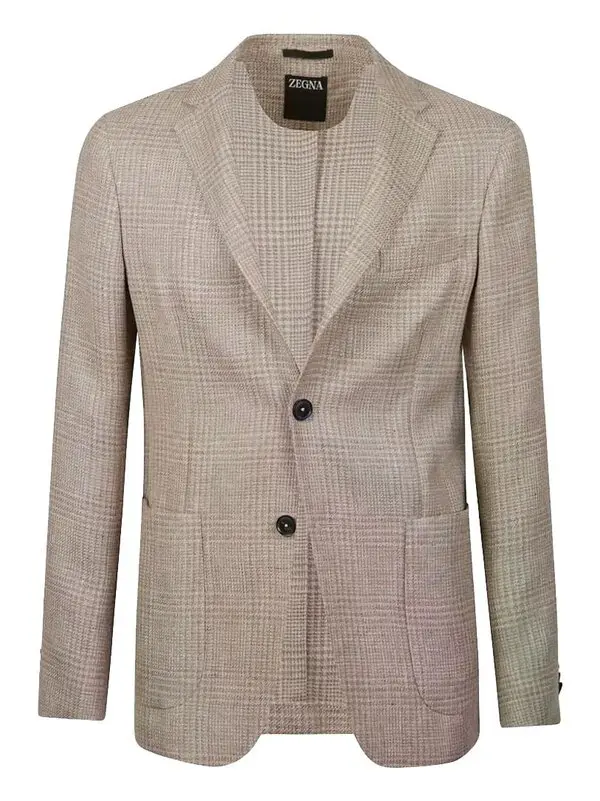 Zegna Check Wool Jacket - Neutrals
