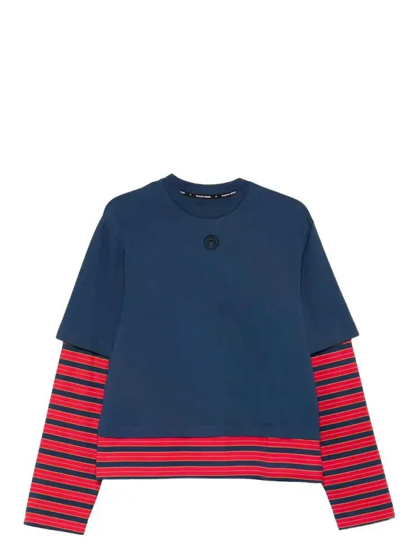 MARINE SERRE Logo Striped T-shirt - Blue