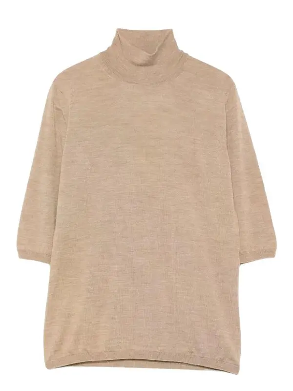 Max Mara Turtleneck Quarter-sleeve Sweater - Neutrals