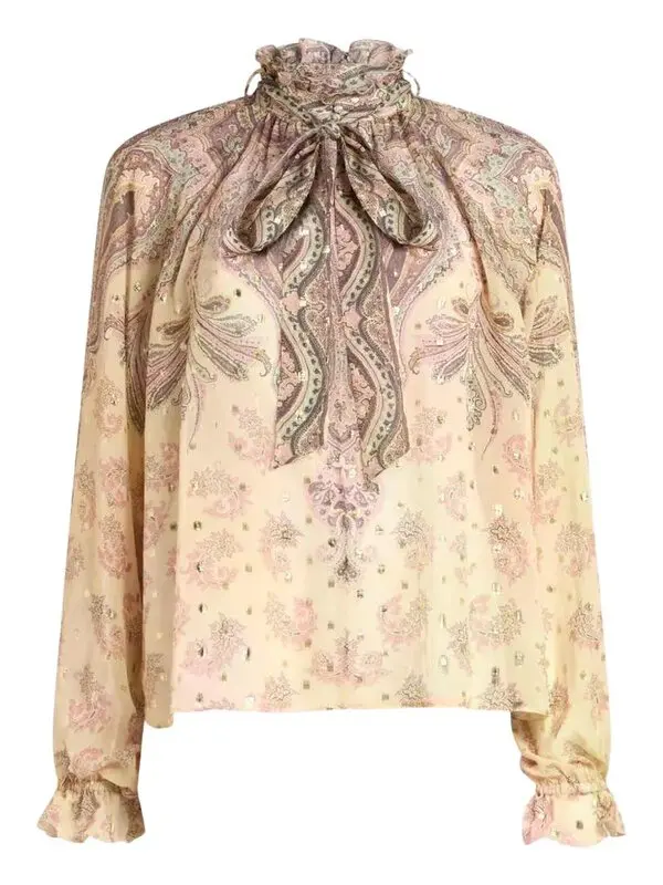 Etro Scarf Print Silk Blouse - Neutrals