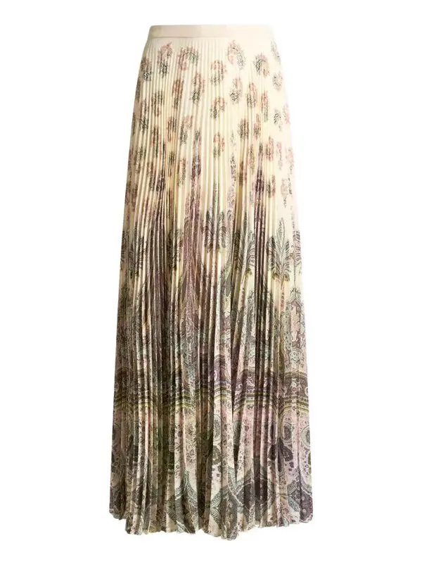 Etro Placed Print Pleated Maxi Skirt - Neutrals