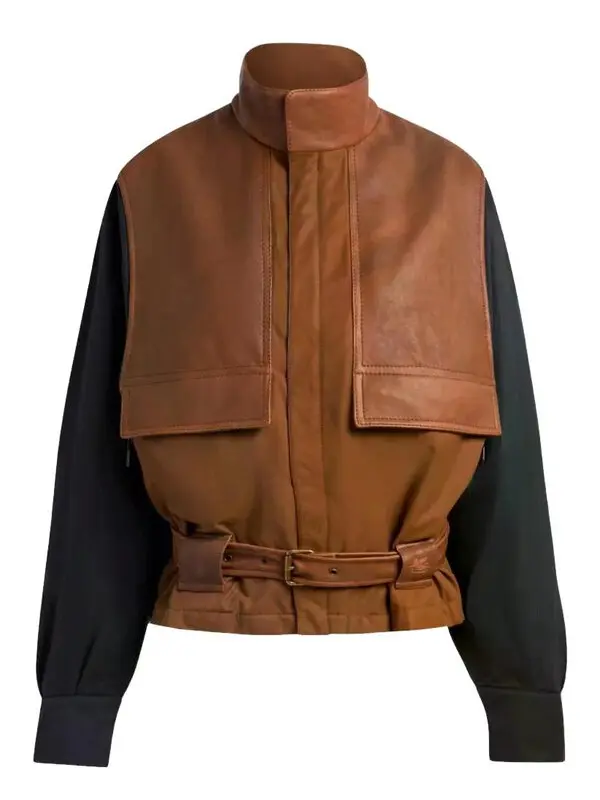 Etro Contrasting Sleeves Padded Bomber Jacket - Brown