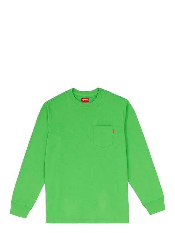 Supreme Long Sleeve Pocket Tee Shirt - Lime