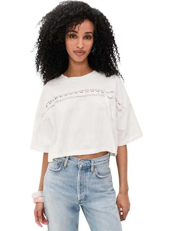 LoveShackFancy Mirelda Tee - True White