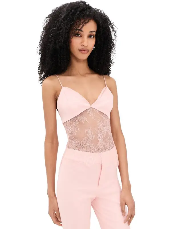 Alice + Olivia Julietta Lace Trim Tank - English Rose