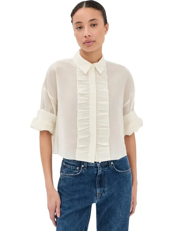 TWP Ruffle Button Down Top - Ivory
